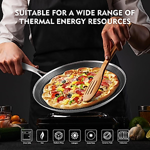 Vegoran Stainless Steel Crepe Pan,11 inch Nonstick Crepe Pan, Coating Flat Skillet Pancake Pan, Non Stick Honeycom Pizza Tawa Dosa Tortilla Griddle Pan, Induction Compatible, PFOA Free (11 Inch)