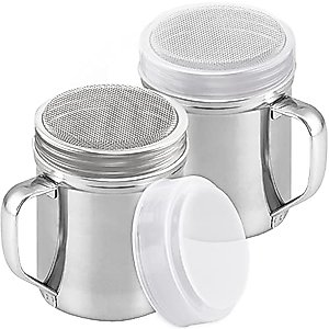 CUSINIUM Powdered Sugar Shaker Duster - With Handle - Cinnamon Shaker For Coffee Bar - Fine Mesh Dredge - 10 ounce, pack of 2 | Style: Fine