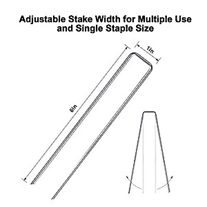 Amagabeli 6 Inch Galvanized Landscape Staples 200 Pack 11 Gauge Garden Stakes Sod Pins Anti-Rust Fence Stakes for Weed Barrier Fabric Ground Cover Dripper Irrigation Tubing Soaker Hose STAPLE001
