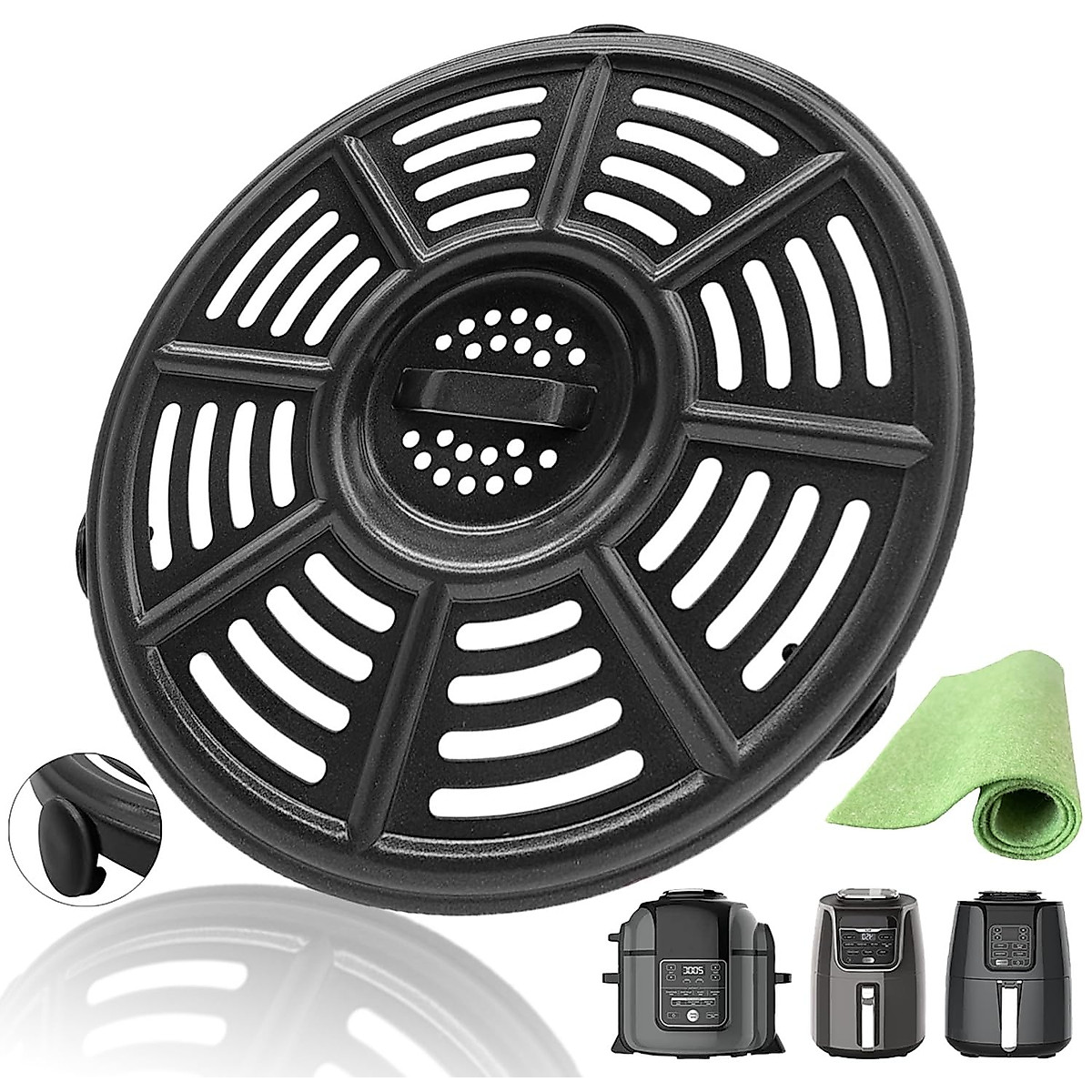 Chengziyue 8.2IN Air Fryer Crisper Plate for Ninja AF101 4QT AF161 AF150 XL 5.5QT Air Fryers, Premium Nonstick Air Fryer Grill Pan Crisper Tray Insert Grate Rack Grid for Ninja FD302 Foodi