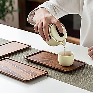 GEEKLLS Breakfast Tray Rectangle Wooden Tea Tray Serving Table Plate Snacks Food Storage Dish for Hotel Home Serving Tray