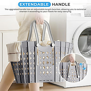 PATWING 2-Pack Collapsible Laundry Baskets, 41L Space Saving Foldable Laundry Basket, Large Plastic Laundry Basket, Collapsible Hamper with Handles for Home, Kids Room, Dorm (Triangle -Grey 2 pack)