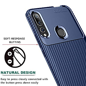 Phone Case for Huawei Y9 Prime 2019 with Tempered Glass Screen Protector Cover and Cell Accessories Slim Thin Rugged Soft TPU Silicone Carbon Fiber Hawaii Enjoy 10 Plus Cases Women Girls Men Boys Blue