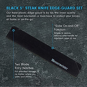 Messermeister 6-Piece Steak Knife Edge-Guard, Black - Fashionable & Functional Knife Protector for Steak Knives - 2 Blade Entry Notches - Includes 6 Steak Knife Edge Guards