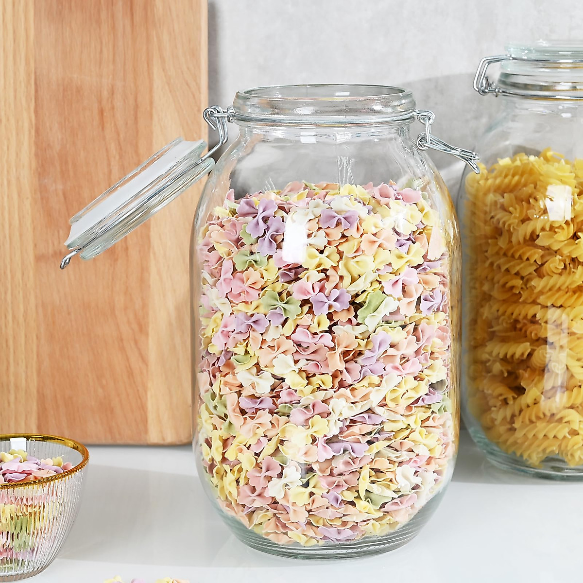 Ollieroo 106oz Glass Jars with Airtight Lid, Large Mason Jars, Wide Mouth Storage Containers for Flour, Cereal, Coffee, Pasta and Canning, Big Glass Kitchen Canisters (Set of 2)