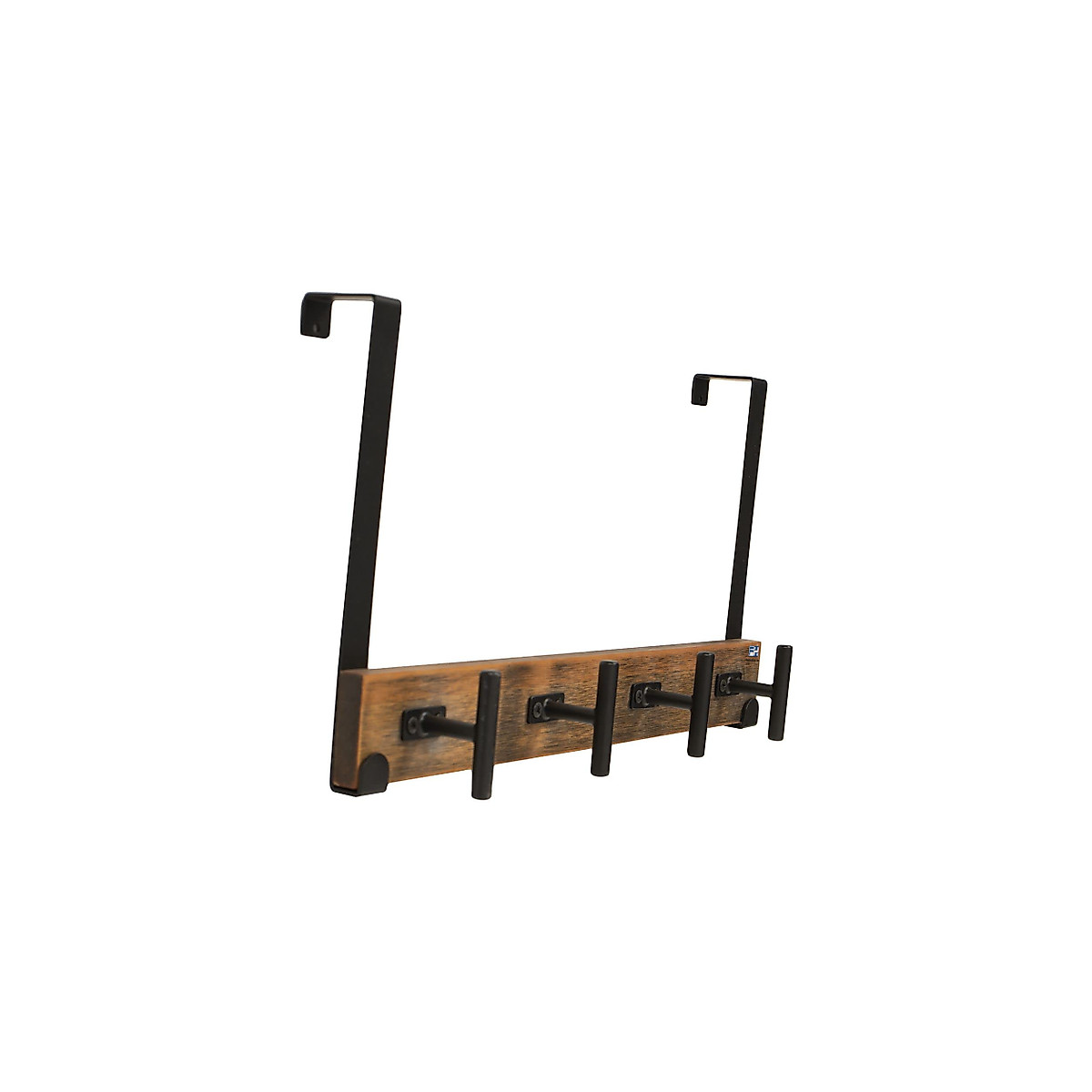 FantasHome FH Classic Style Over The Door Hook Rack - Black & Brown (with 4 "T Hooks)