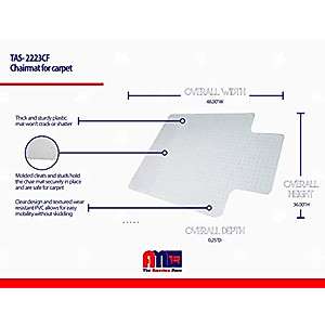 AM The America Store Chair Mat for Carpet - Computer Desk Mat for Carpeted Floors - Easy Glide Rolling Plastic Mat for Office Chair on Carpet for Work, Home, Gaming with Extended Lip (36” x 48”)