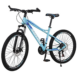 26'' Mountain Bike, 21 Speed Outdoor Snow Beach Bike, Full Suspension Adult Hybrid MTB Racing Bikes for Women Men, Comfort Complete Cruiser Bicycle, Lightweight City Commuter Road Cycling (L)