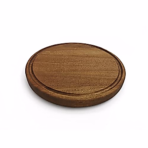 Double-sided Reversible Walnut Wood Cutting Board and Cheese Table by hachka, Round Wooden Charcuterie, Service Table, and Cutting Board.