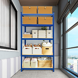 ANSIMIDA 5 Tiers Steel Shelves for Storage Heavy Duty Garage Organization Utility Shelf Rack for Books, Kitchenware, Tools Bolt-Free Assembly 59x27.5x11.8 inch