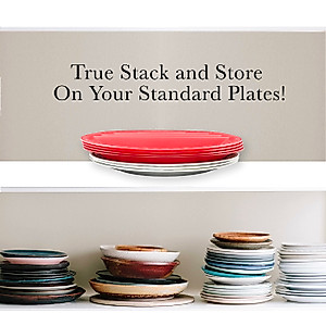 Taco Mex Taco Plate, Reusable, Round, Preparation and Serving Plate, for Soft and Hard Shell Tacos, 10.75 inch Plastic, Uber Look and Quality, Microwave Safe, 4 Pack Set, Red