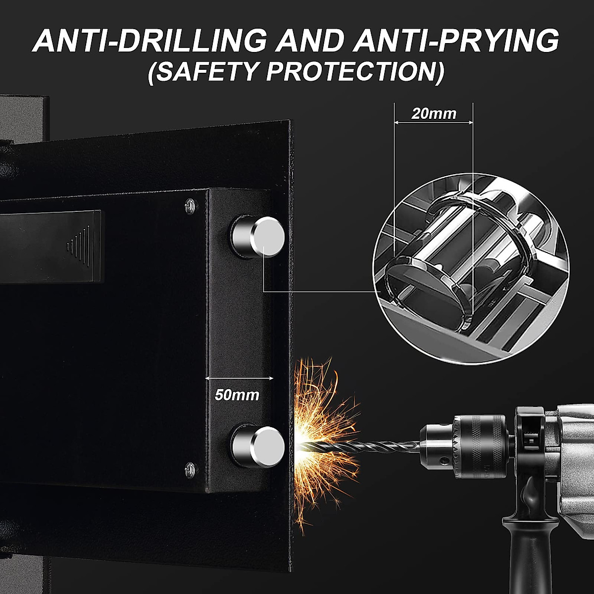 Tenamic Fireproof Safe Box 0.8 Cuft Electronic Digital Security Box, Keypad Small Lock Box Cabinet Safes with Internal Light, Solid Alloy Steel Office Hotel Home Mini Safe with 2 Passwords, Black