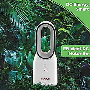 NUMIFUN Bladeless Table Fan USB Rechargeable Desk Fan Ultra Quiet Portable Fan for Tabletop Nightstand Underdesk Touch Control, 3 Winds Speeds, 13 Inches