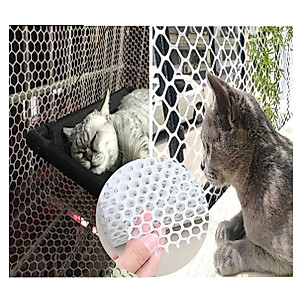 MAGFYLY Chicken Wire Mesh Plastic Fence Net, Child Safety Net, Staircase Balcony Anti-Fall Net, Chicken Duck Rabbit Breeding Netting, Cat Net, Lawn Protection Nets, White, 1x3m