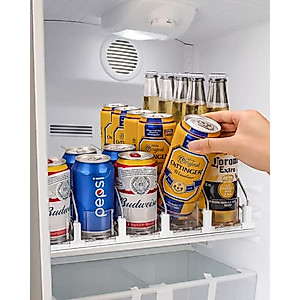Soda Can Dispenser for Refrigerator - 5 Row Automatic Pusher Glide, Drink Organizer for Fridge, Soda Can Drink Organizer for Fridge, Width Adjustable Beverage Pusher Glide, soda dispenser for fridge