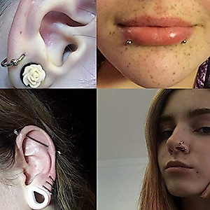 Xpircn 70PCS Piercing Kit Stainless Steel 14G 16G Lip Nose Septum Tongue Tragus Cartilage Daith Eyebrow Belly Button Rings Body Piercing Jewelry Tools