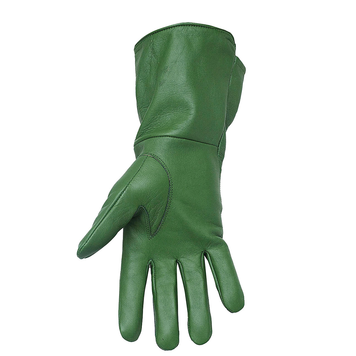 LEATHER LH HANDS Men's Medieval Renaissance Cosplay Unlined Gauntlet Genuine Leather Costume Gloves Green Small