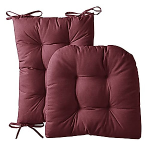 Sweet Home Collection Rocking Chair Cushion Premium Tufted Pads Non Skid Slip Backed Set of Upper and Lower with Ties, 1 Count (Pack of 1), Burgundy Red
