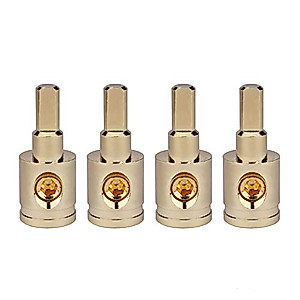 Amp Input Reducer 4pcs 1/0 Gauge to 4 Gauge Wire Reducer Power/Ground Input Reducer Adapter Brass with Gold Plated