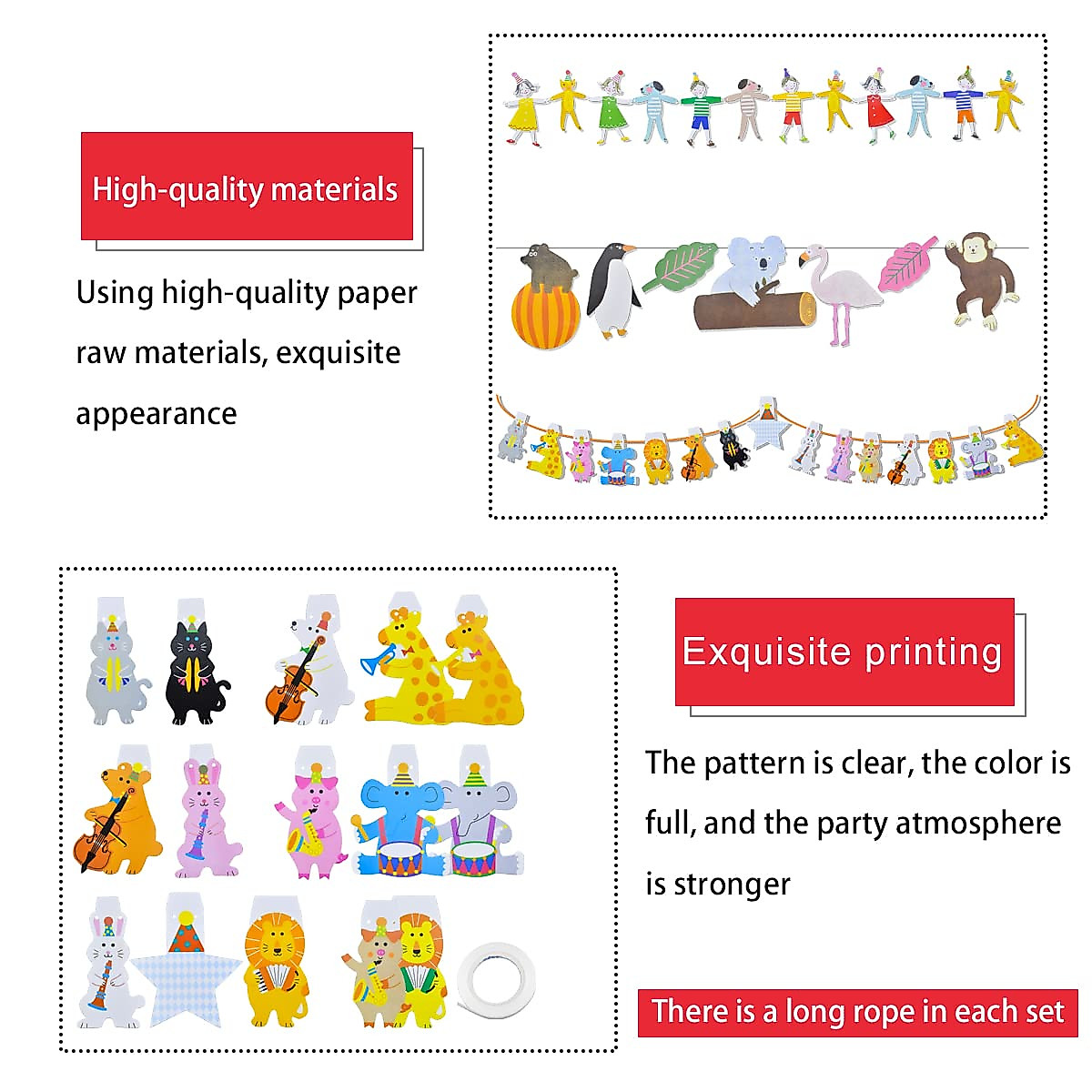 Woodland Creatures Banner 50FT Forest Animal Friends Garland Baby Shower Decor Birthday Party Supplies Decoration Wild Birthday Decorations Banner Garland with 34 PCS Animal and Characters Paper Cutouts