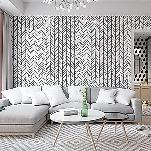 TAOGIFT Peel and Stick Vinyl Black line Striped with Dot Cabinet Liner Contact Paper for Walls Shelves Cabinets Dresser Drawer Wallpaper Furniture Countertop Decal