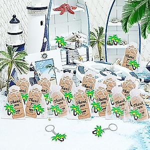 CiciBear 24 Pack Coconut Tree Keychains Party Decoration for Guests, Hawaiian Party, Luau Aloha Baby Shower, School Party, Summer Beach Kids Birthday