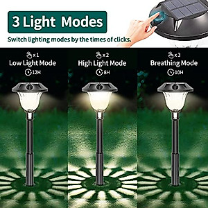 Gulliva Solar Pathway Outdoor Lights, 4 Pack Tall and Large Solar Garden Lights Outdoor Waterproof with Warm White Color, Sunshine Pattern, Breathing Mode for Yard/Patio/Pathway/Walkway/Driveway