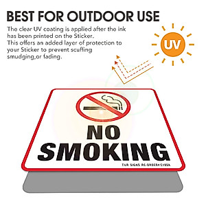 No Smoking Sign Stickers - 6 Pack 6 x 6 Inches - 4 Mil Vinyl - Laminated for Ultimate UV, Weather, Scratch, Water and Fade Resistance - Self Adhesive- Indoors and Outdoors