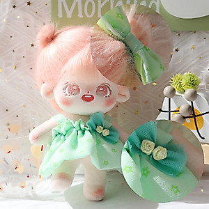 CALEMBOU Plush Doll Clothes Set, Cute Dress and Bow 20cm Cotton Doll Clothes for 8 inch Soft Dolls Stuffed Animals Outfits (green)