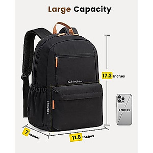 Vorspack Backpack for Men and Women - Lightweight Backpack Classical Basic Bookbag with Multi-pockets Casual Daypack for College Workplace Travel - Black