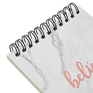 Paper Junkie 12-Pack Small Spiral Bound Motivational Notebooks, 4x6-Inch Bulk Marble Pink Note Pads, 50 Sheets Each, Inspirational Notepads, Imagine, Believe, Inspire, Dream Cover Designs