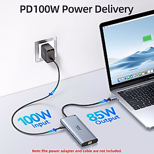 Docking Station USB C Video,8K Laptop Docking Station Dual Monitor 8K@60Hz 2*HDMI,USB-C Hub with USBC Video Output,4 * 10Gbps USB Port,Ethernet,100W PD for Portable Monitor,MacBook Pro/Air,Dell,HP