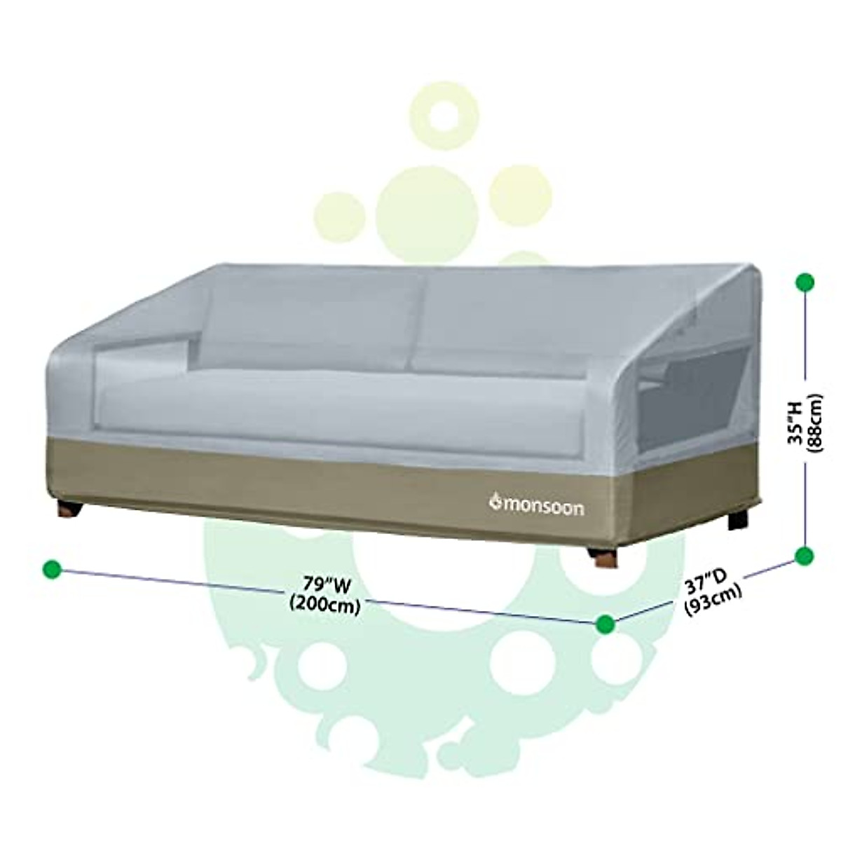 [Monsoon] Patio Sofa Cover Waterproof Outdoor Couch Lounge Loveseat Patio Furniture Cover (79")