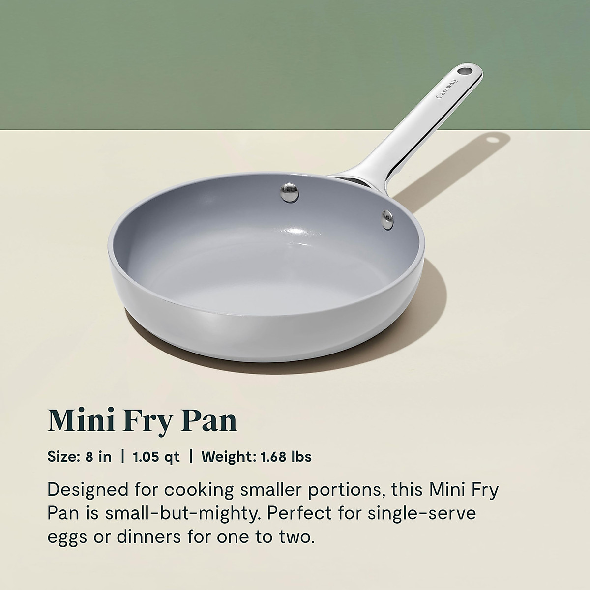 Caraway Mini Duo - Non-Stick Ceramic Mini Fry Pan (1.05 qt, 8") & Mini Sauce Pan (1.75 qt) - Non Toxic, PTFE & PFOA Free - Oven Safe & Stovetop Agnostic (Gas, Electric & Induction) - Gray