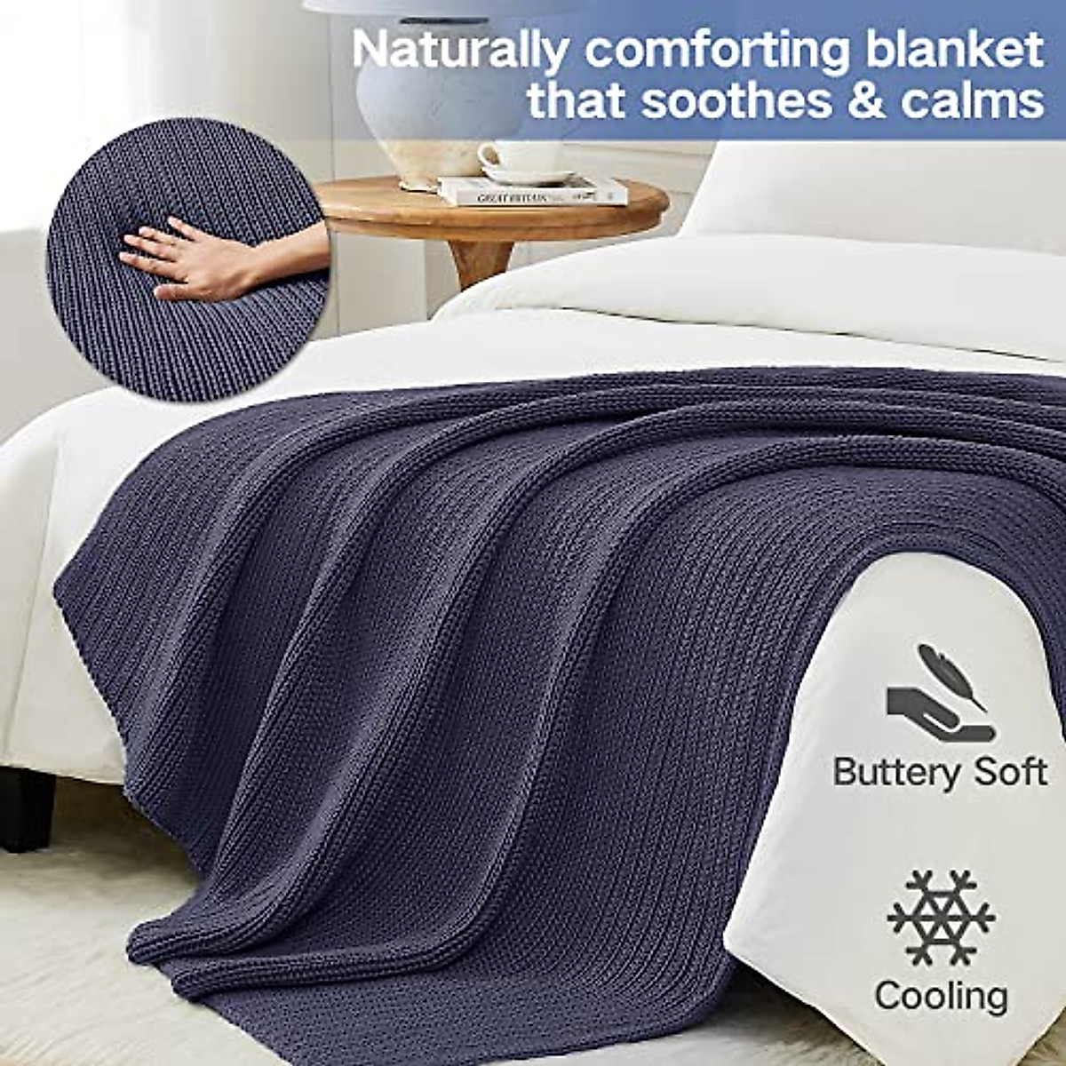 Guohaoi Knitted Weighted Blanket(Dark Grey 50"x60" 7lbs),Home Décor Cooling Throw Blanket for Hot Sleepers,Hand Made Chunky Knit Heavy Blanket Use on Twin Size Bed
