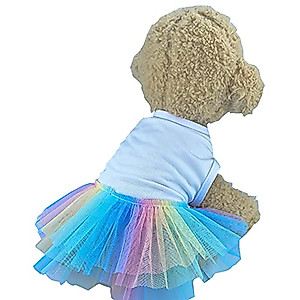 ANIAC Dog Vest Skirt Puppy Princess Dresses Cute Birthday Tutu Skirt Doggy Wedding Outfit Pet Clothing for Cats and Small Medium Dogs (Large, White)