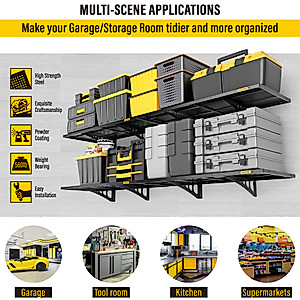 Aecxm 4pack-1.64x4ft Garage Wall Shelving Garage Storage Racks Wall Mounted Shelves Garage Storage Wall Mounted Floating Shelves (Black)