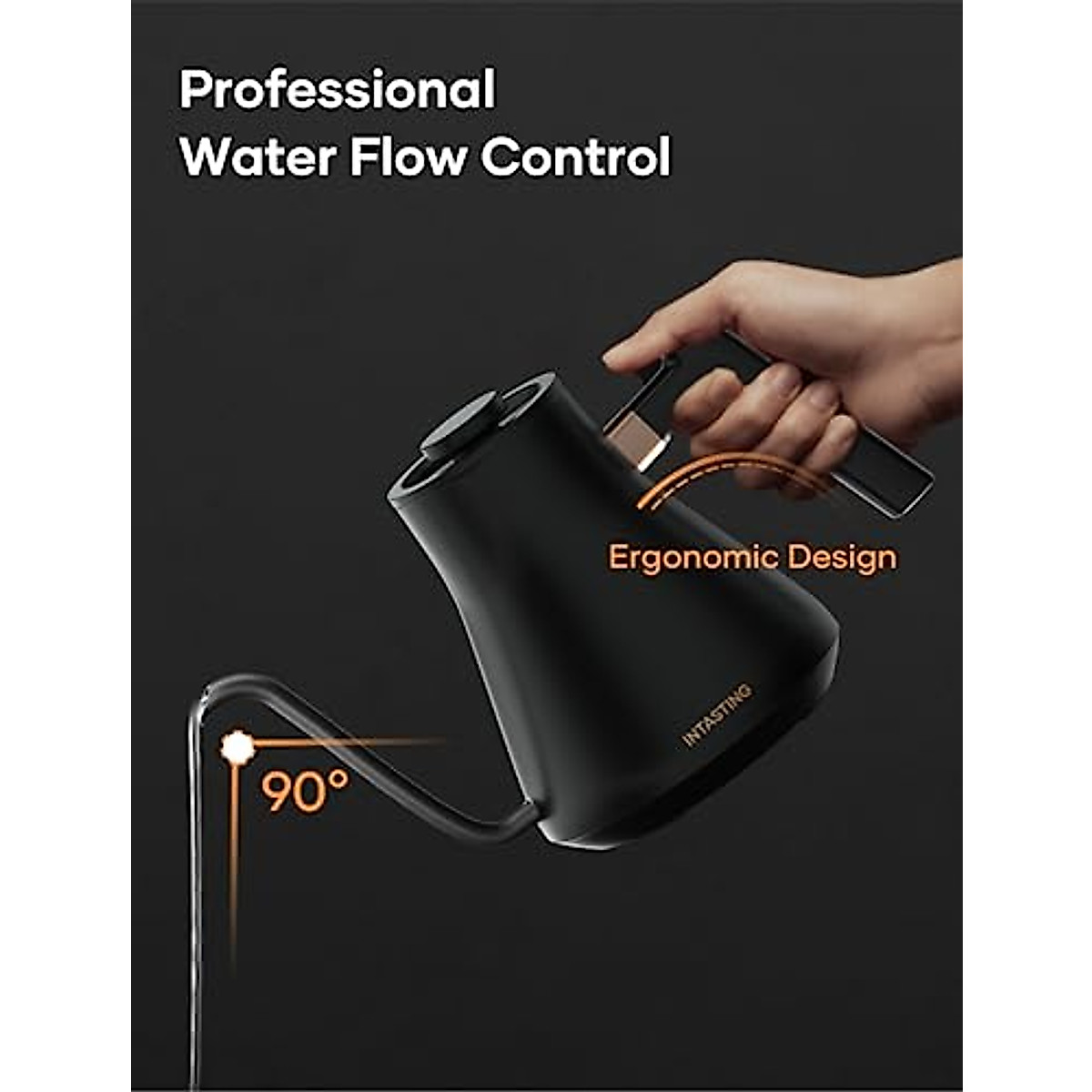 INTASTING Electric Kettle, Electric Tea Kettle with LCD Display, ±1℉ Temperature Control Gooseneck Electric Kettle, Auto Shut-Off/Keep Warm/Brew Timer, Quick Heating Hot Water Kettle Electric, 0.9L