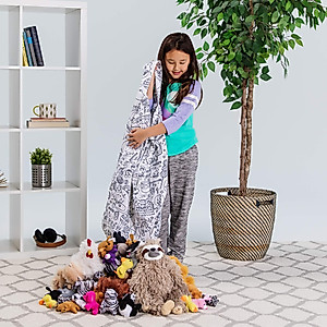 Posh Stuffable Kids Stuffed Animal Storage Bean Bag Chair Cover - Childrens Toy Organizer, Large 38" - Canvas Fun Creatures Coloring Fabric