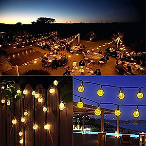 LYHOPE Solar Outdoor String Lights, 2 Pack Total 40ft 60 LED Crystal Ball Waterproof Solar Powered Globe Lights for Garden Patio Bistro Cafe Gazebo Holiday Party Outdoor Decorations (Warm White)