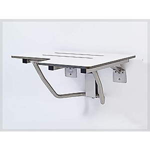 Folding Shower Seat - Wall Mount Bench for Inside Shower / ADA Bathroom Safety Assist / 304 Stainless Steel / Phenolic Resin / Left / 28" x 21"