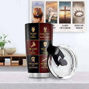 Christian Gifts for Men, Women - Religious Gifts Ideas - Fathers Day, Christmas Gifts, Birthday Gifts For Men - Jesus Gifts - Christian Coffee Mug - Armor Of God Stainless Steel Tumbler (20OZ)