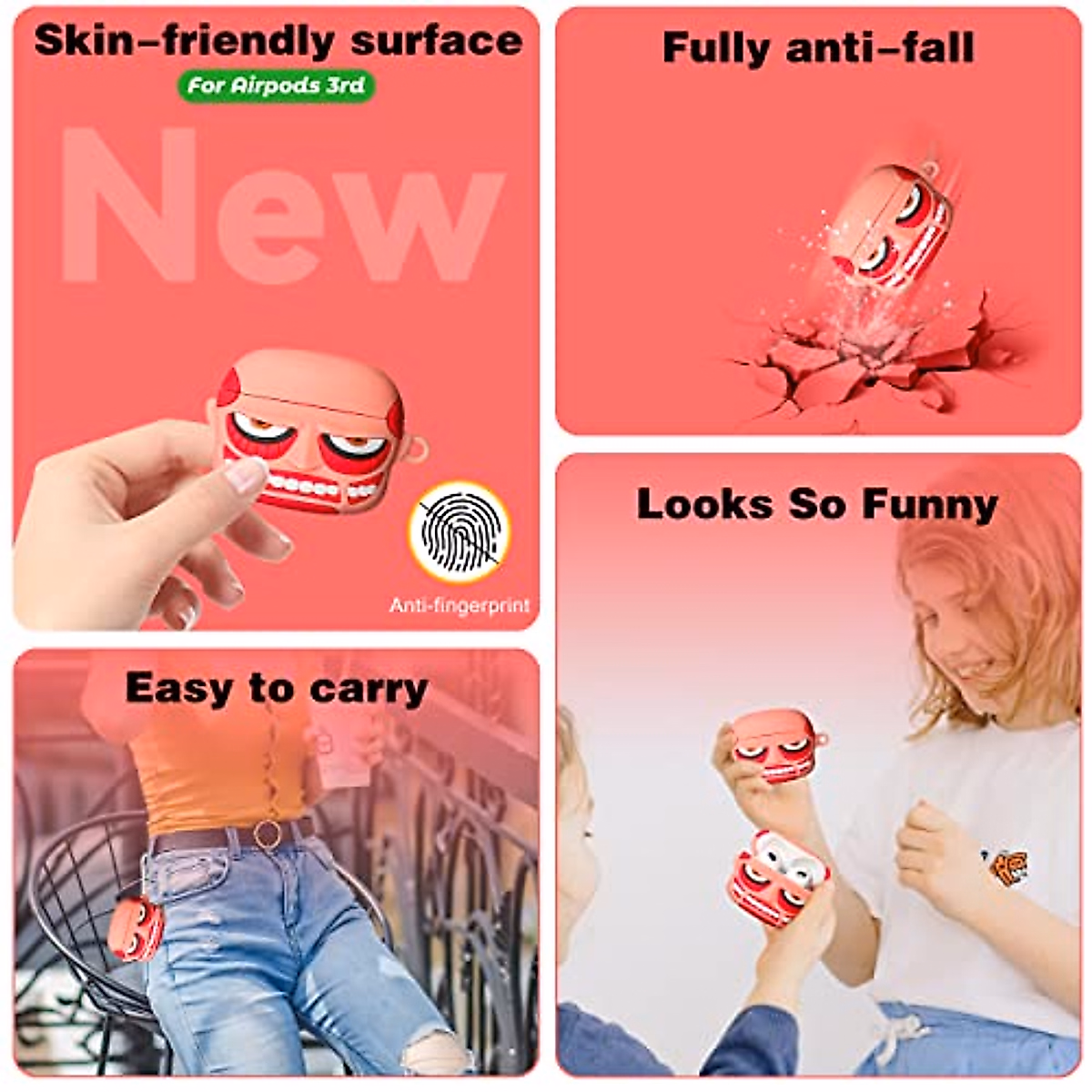 Mulafnxal for Airpods 3 3rd Generation Case Cute 3D Lovely Unique Cartoon for Airpod 3 Silicone Cover Fun Funny Cool Design Fashion Cases for Boys Girls Kids Teen for Air pods 3 (2021) (PK Giant)
