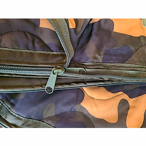 BATTLBOX Woodlands Camo Woobie Bubbie Military Style Poncho Liner and Sleeping Bag (with Zipper) and Tie Down Straps