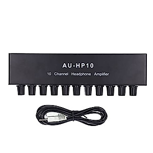 10 Channel Headphone Amplifier Headphone Splitter 1 Input 10 Output Stereo Audio Splitter Independent Control DC 12V for Studios, Stages