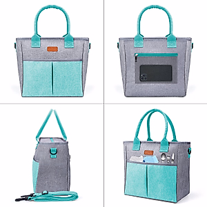 FITHOME Insulated Reusable Lunch Bag for Women/Men, Adult Thermal Tote Lunch Bag with Adjustable Crossbody Strap, Portable Leakproof Cooler Bags for Work/Picnic/Travel