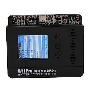 Small Battery Tester, Low Power Plug and Play Supports Dual Operation Mode Battery Cycle Tester 1.8 Inch TFT Screen Professional for Phone Batteries (US Plug)