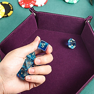 EBOOT 7-Die Polyhedral Dice Compatible with DND Dice Set Dungeons and Dragons with Black Pouch (Transparent Blue)