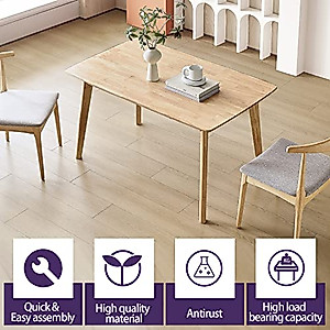 seonyou Solid Wood Kitchen Dining Table Mid Century Modern Wooden Dining Room Table Rectangular Kitchen Table Rustic Restaurant Table