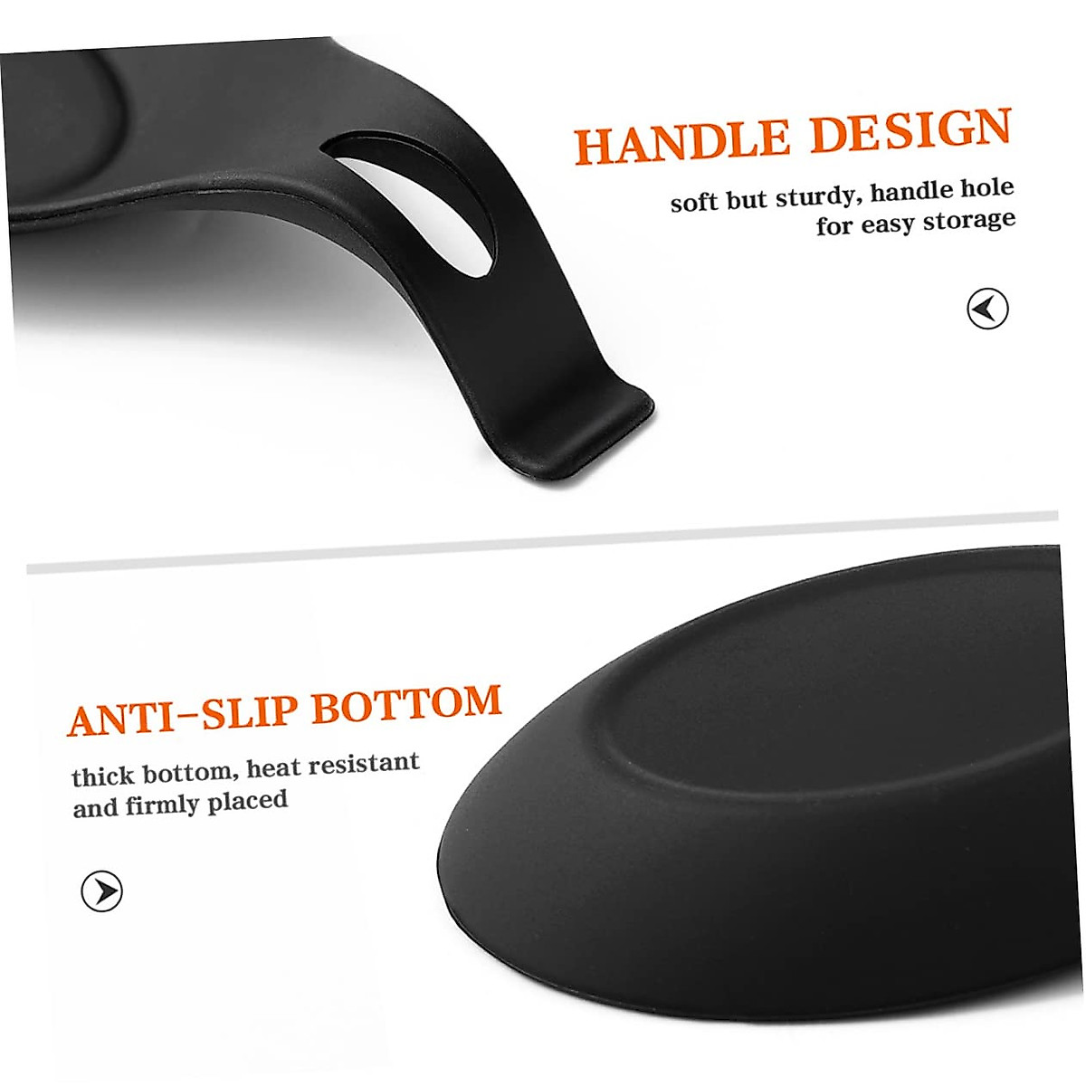 Angoily 12 Pcs Spoon Mat Black Spoon Rest Hot Pads Spoon Holder Rest Cooking Spoon Chopstick Rests Tea Spoons Buffet Spoon Rest Silicone Hot Pad Pot Silicone Spoon Tableware